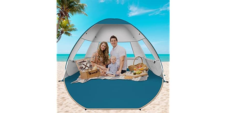 COMMOUDS Large Pop Up Beach Tent Sliver