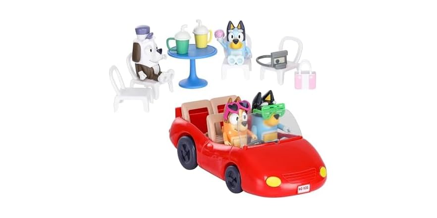 BLUEY Escape Convertible Vehicle Figures 4pk