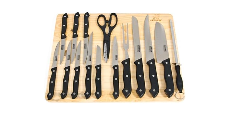 MasterChef Duracut 16pc Kitchen Knife Set with Cutting Board