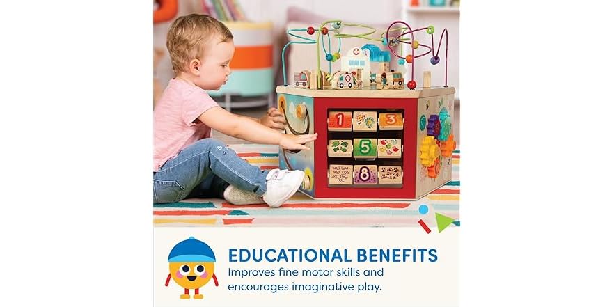 Battat Wooden Activity Cube – City Themed