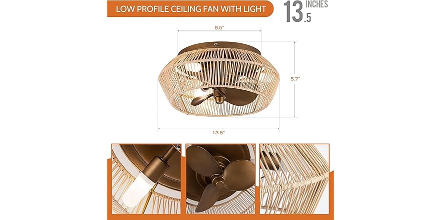 Parrot Uncle F8257-PU Rustic Caged Ceiling Fan
