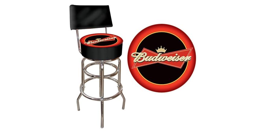 Budweiser Bowtie Padded Stool w/ Back
