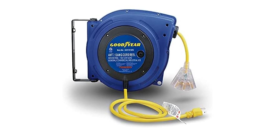 GOODYEAR Cord Reels 12AWG x 40' SJTOW w/ LED Tap