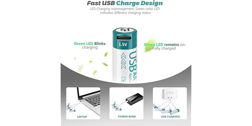 10 Pack USB Rechargeable Batteries