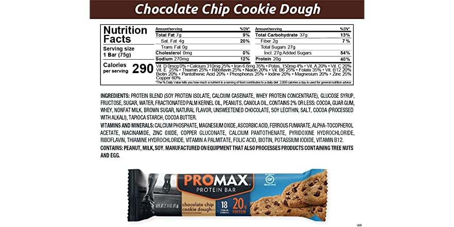 Promax Chocolate Chip Cookie Dough,12 Count