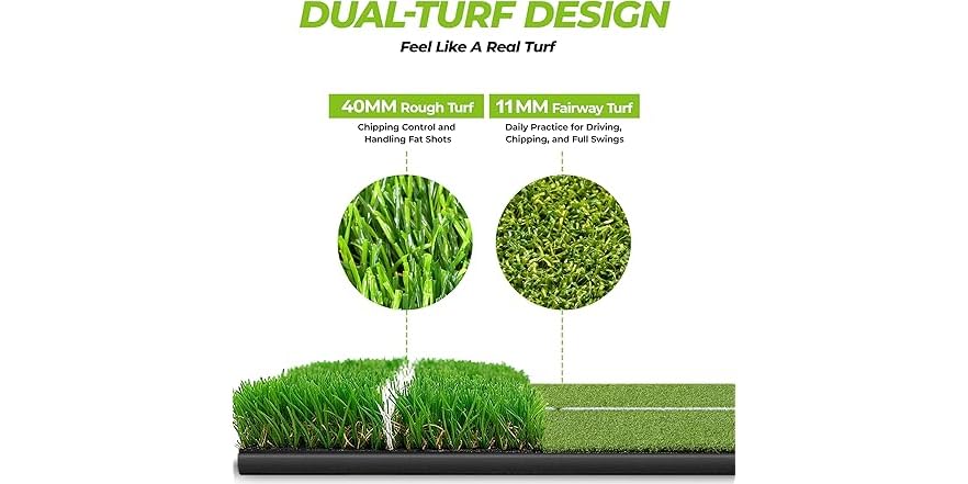 Golfguru 5x4ft Golf Mat with 26mm Dual Turf