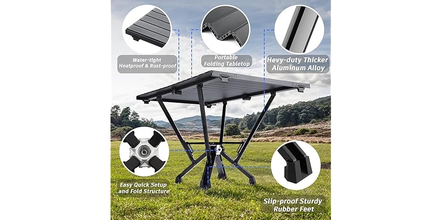 MTRVR Metal Heatproof Folding Camp Table