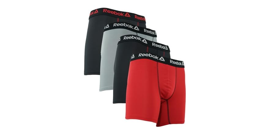 Reebok Men's Performance Boxer Briefs 4-Pack