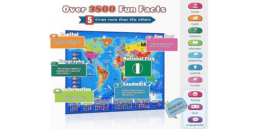 Bilingual Interactive World Map - Learning and Educational Toys