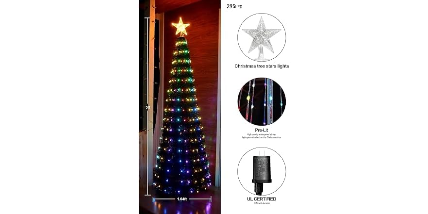 Probro 5Ft Collapsible Christmas Tree Lights