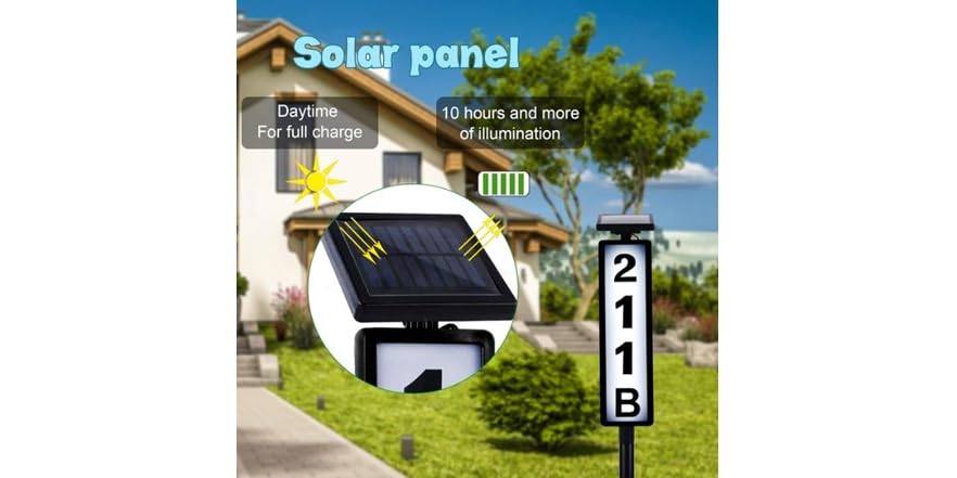 Solar Lighted House Address Sign LED