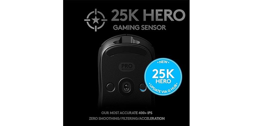 Logitech G PRO Wireless Gaming Mouse, Hero 25K Sensor