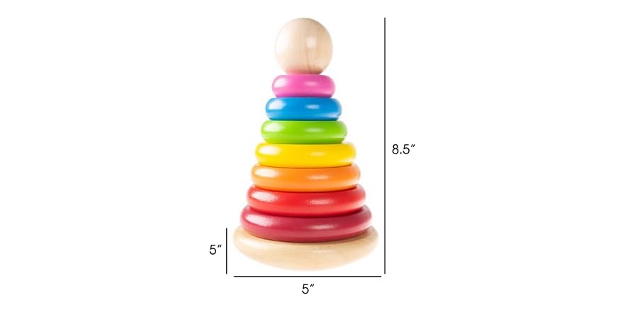 Wooden Rainbow Stacking Ring Tower for Children