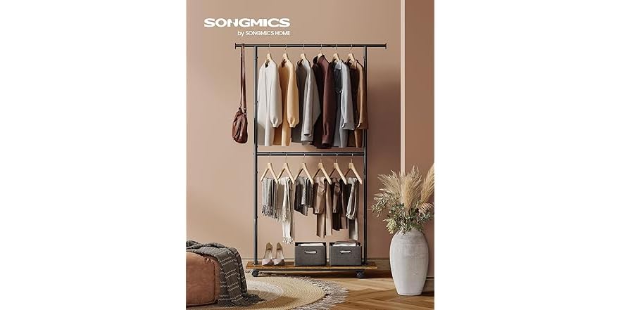 SONGMICS Clothes Rack with Middle Rod