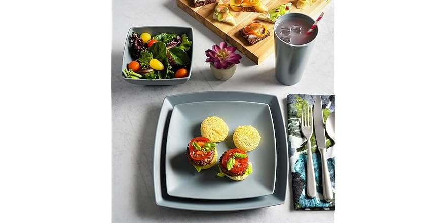 Square Melamine 16-Pc Dinnerware Set