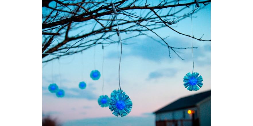 Aqua Blue Solar Lights, Strand of 10