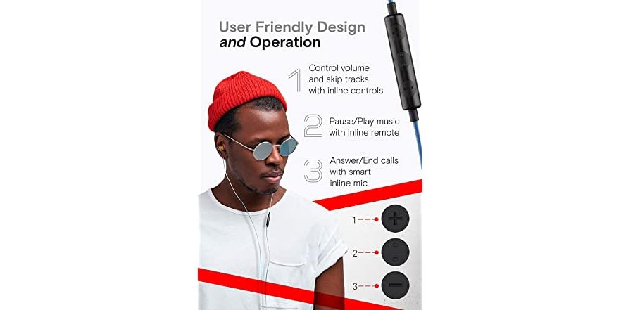 Symphonized NRG X Wood Wired Earbuds with Booming Bass (Blue & White)