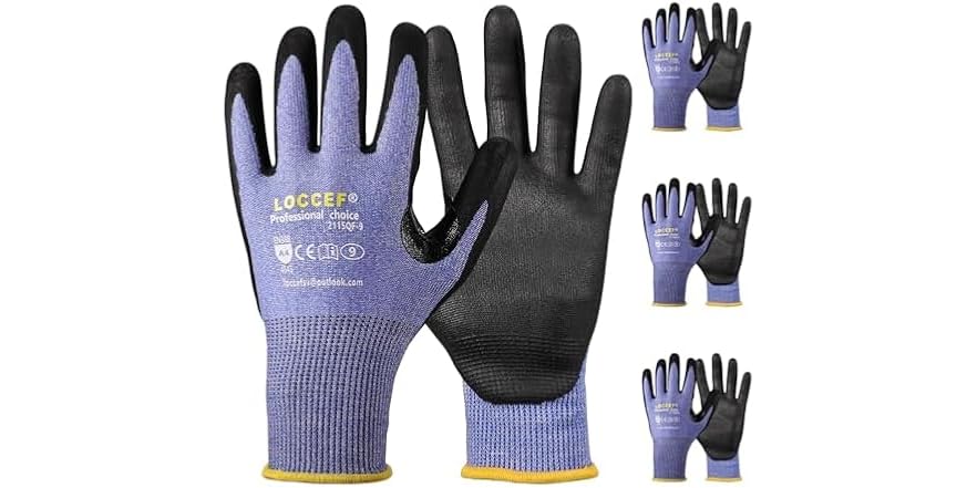 3 Pair Cut Resistant Safety Work Gloves