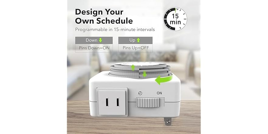 HBN Indoor Timers for Lamps,24 Hour Mechanical Indoor Timer