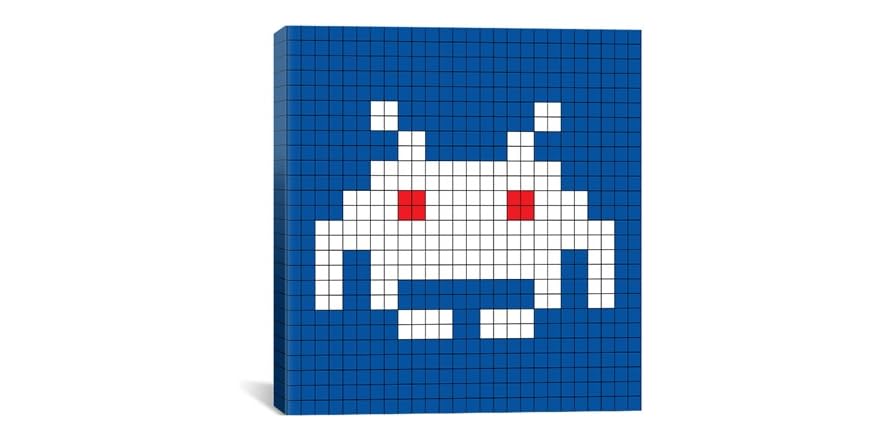 White Invader Tile Art 18x18 Thin