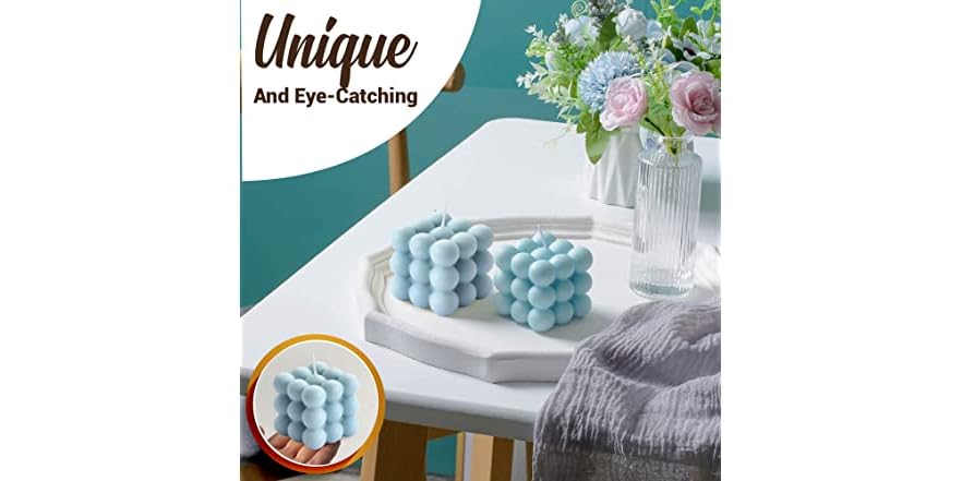Bubble Candle Cube 2 Pc, Blue
