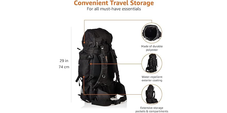 Amazon Hiking Backpack 18 x 8 x 37 In