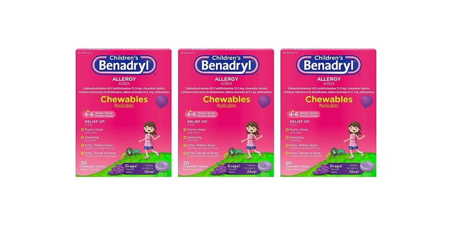 (6 Pack) Benadryl Children's Allergy Chewables with Diphenhydramine HCl ...