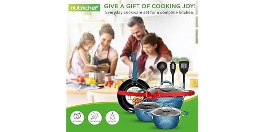 NutriChef Cookware Set 11pc Blue