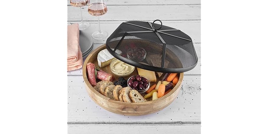 Wood Lazy Susan with Food Dome Cover, 14.5 Inch