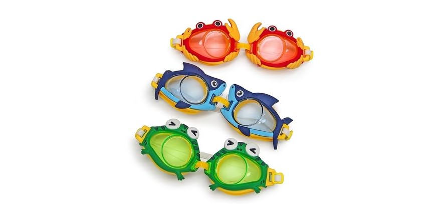 AquaWorld 3-Pack Novelty Swim Goggles for Kids