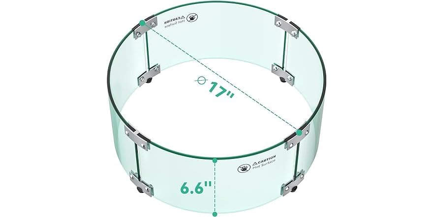 17" Round Fire Pit Glass Wind Guard