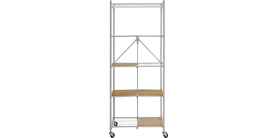 Origami 5-Shelf Slim Wire Shelves w/Wheels
