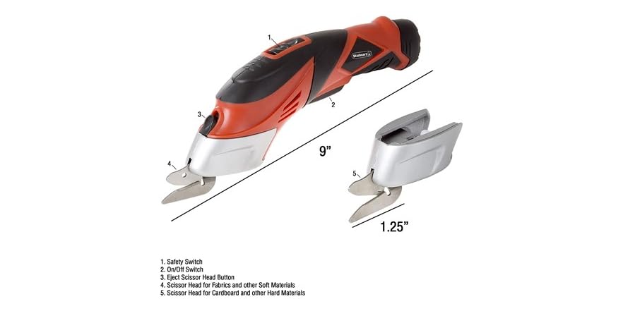 Cordless Power Scissors w/ 2 Blades, Red