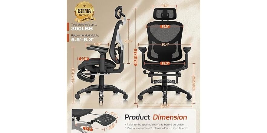 NexHut office chair with lumbar support (Open Box)