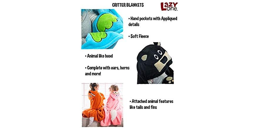 Lazy One Animal Blanket Hoodie for Kids