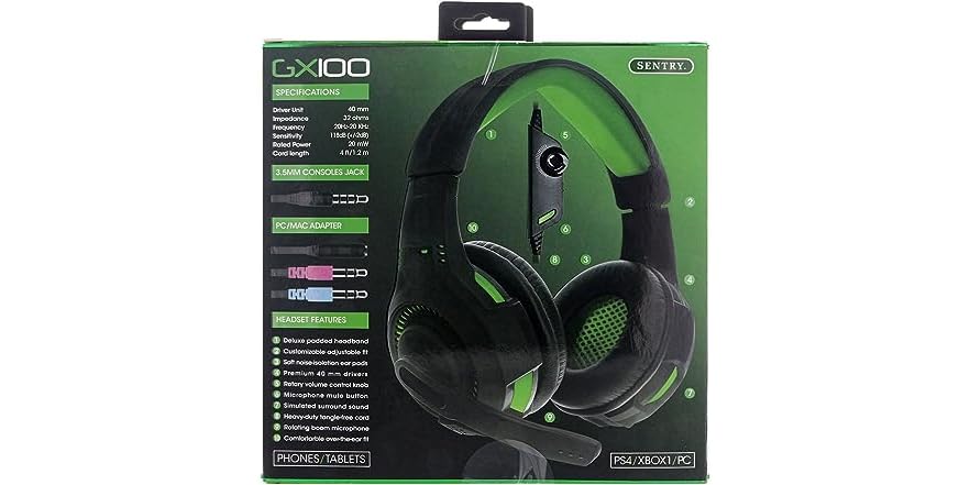 Green Gaming Headset with Boom Mic, GX100G