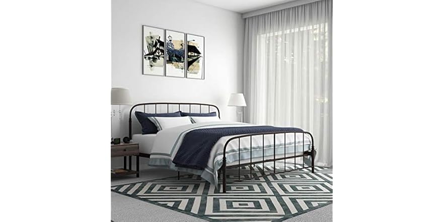 DHP Lafayette Metal Platform King Bed with Rustic Style