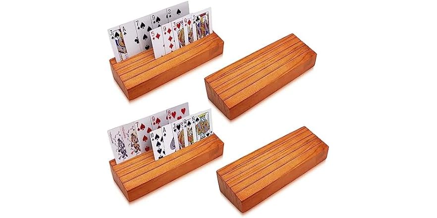 Set of 4 Wood Card Deck Organizer Stands