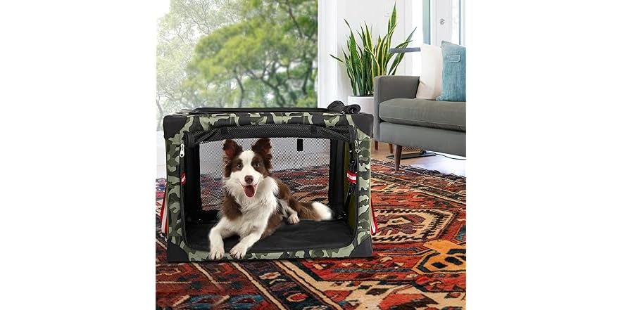 yoken 4 Door Portable Folding Dog Soft Crate,