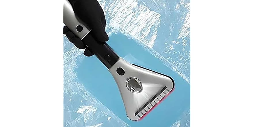 Heated Ice Scraper w/ Built-In Wide-Beam LED Light