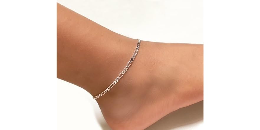 925 Sterling Silver Figaro Anklet