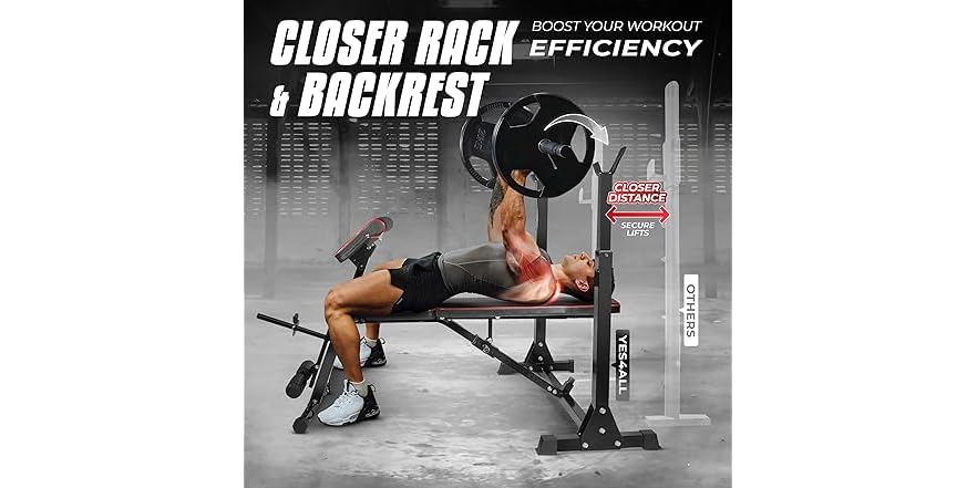 Yes4All Adjustable Weight Bench Rack, 800lbs