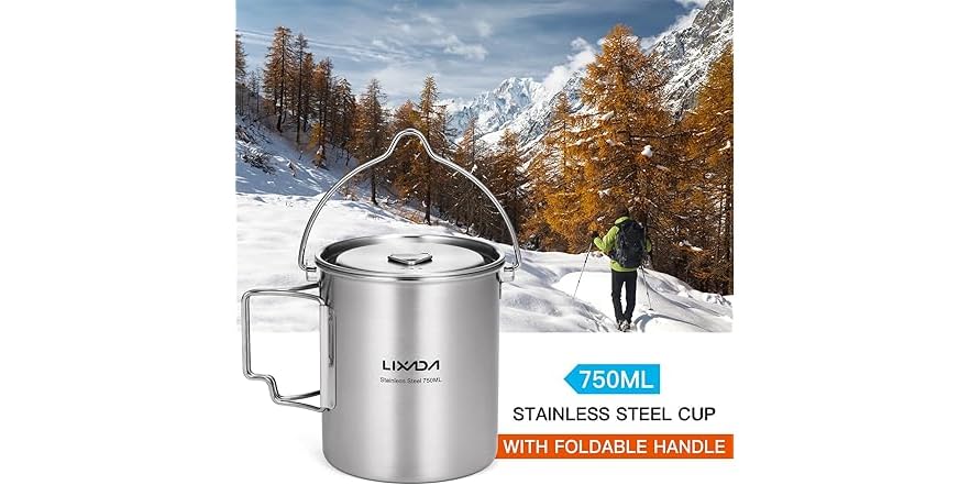 750ml Stainless Steel Camping Cup Pot