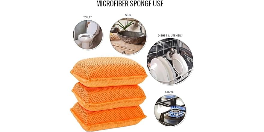 (3 Count) Miracle Microfiber Kitchen Sponge