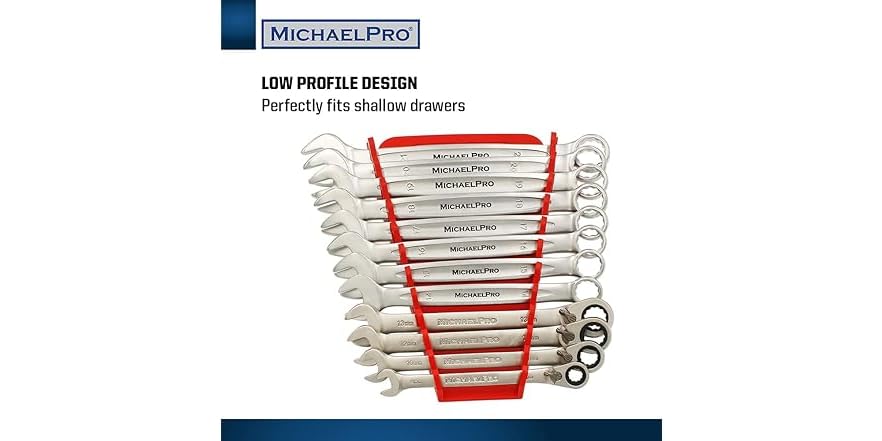 MichaelPro MP014032 12-pc Wrench Holder, Red
