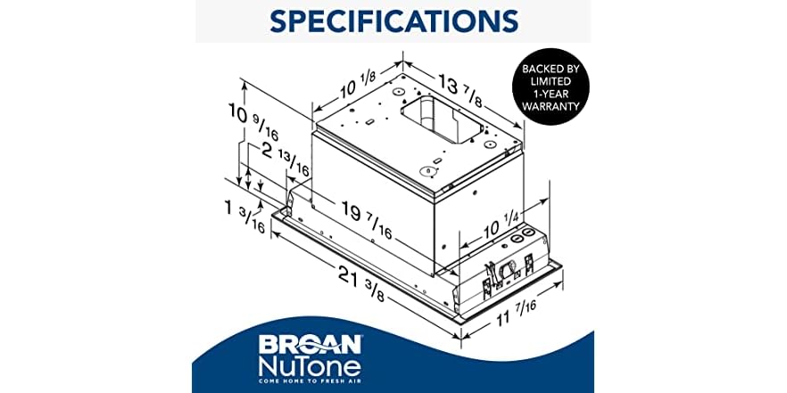 Broan® 21-Inch Custom Range Hood Power Pack, 450 Max Blower (Open Box)