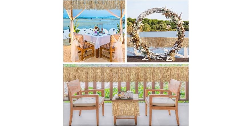 2 Pack Natural Raffia Table Skirt
