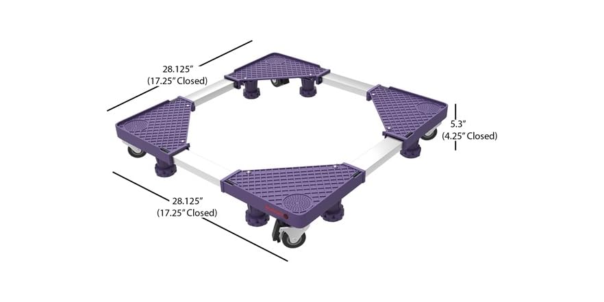 1100 LB Capacity Adjustable Base Dolly with Locking Swivel Wheels