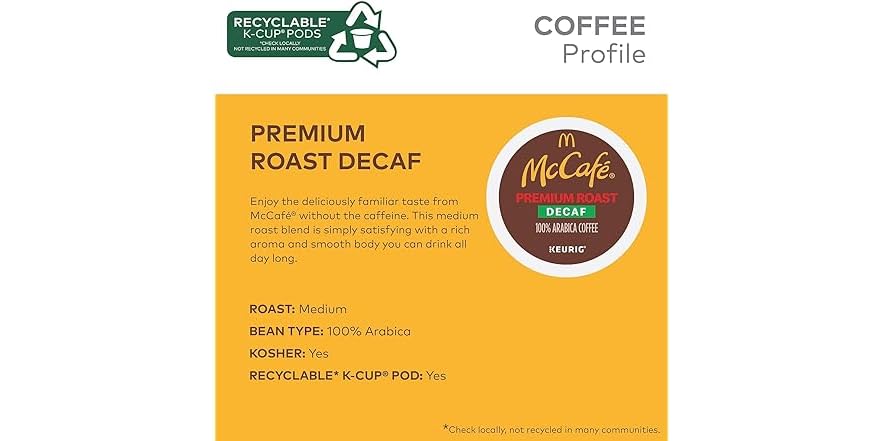 McCafe Premium Roast Decaf K-Cup, 24/bx