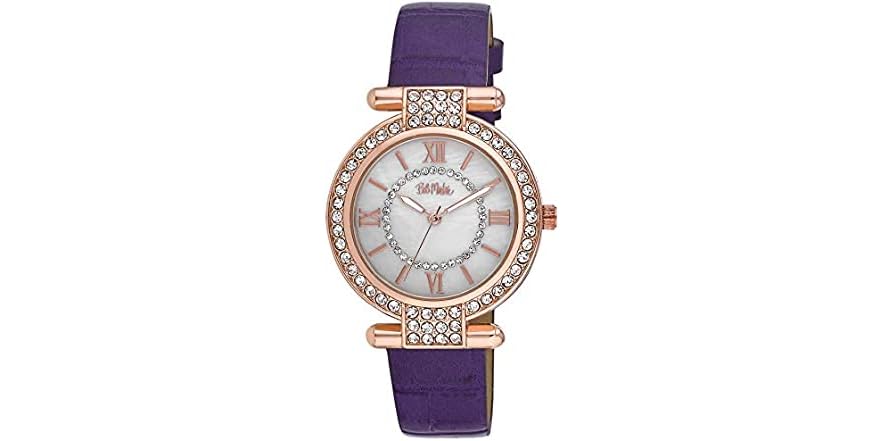Bob Mackie Women's Bezel T-Bar Strap Watch